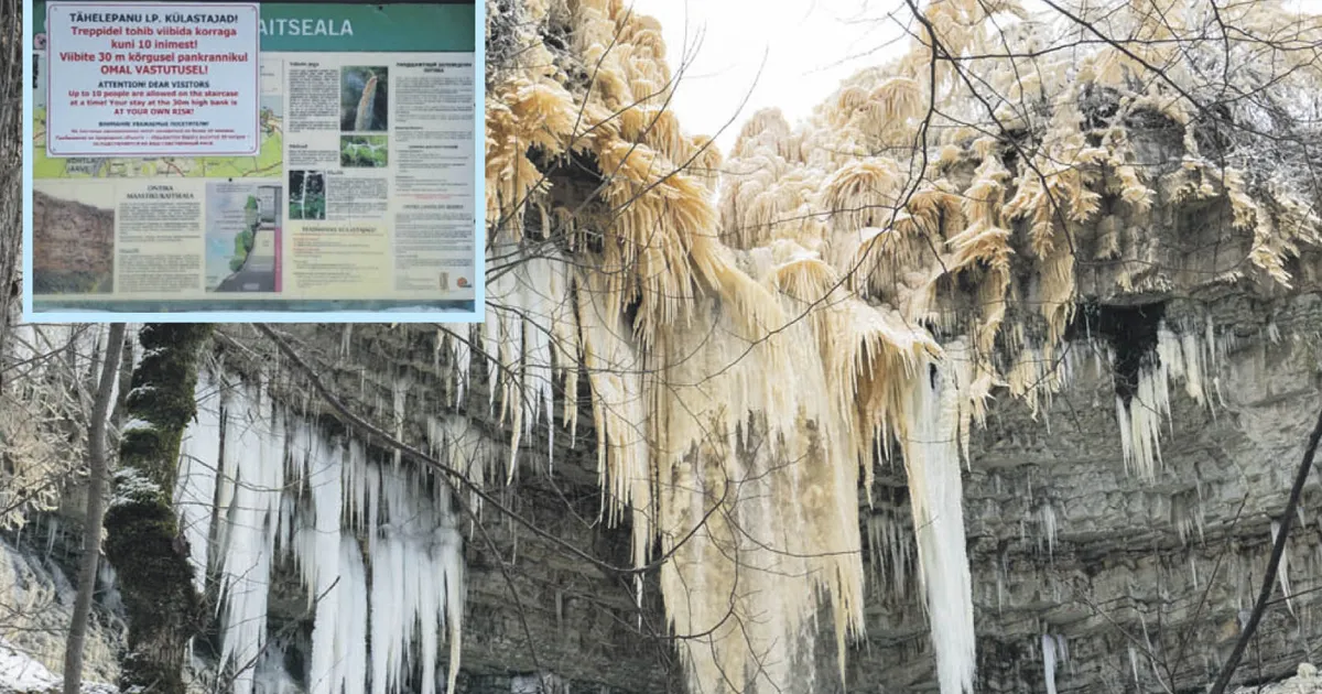 Pärast ohtlikku varingut Valastel paigaldab vallavalitsus joa juurde ...