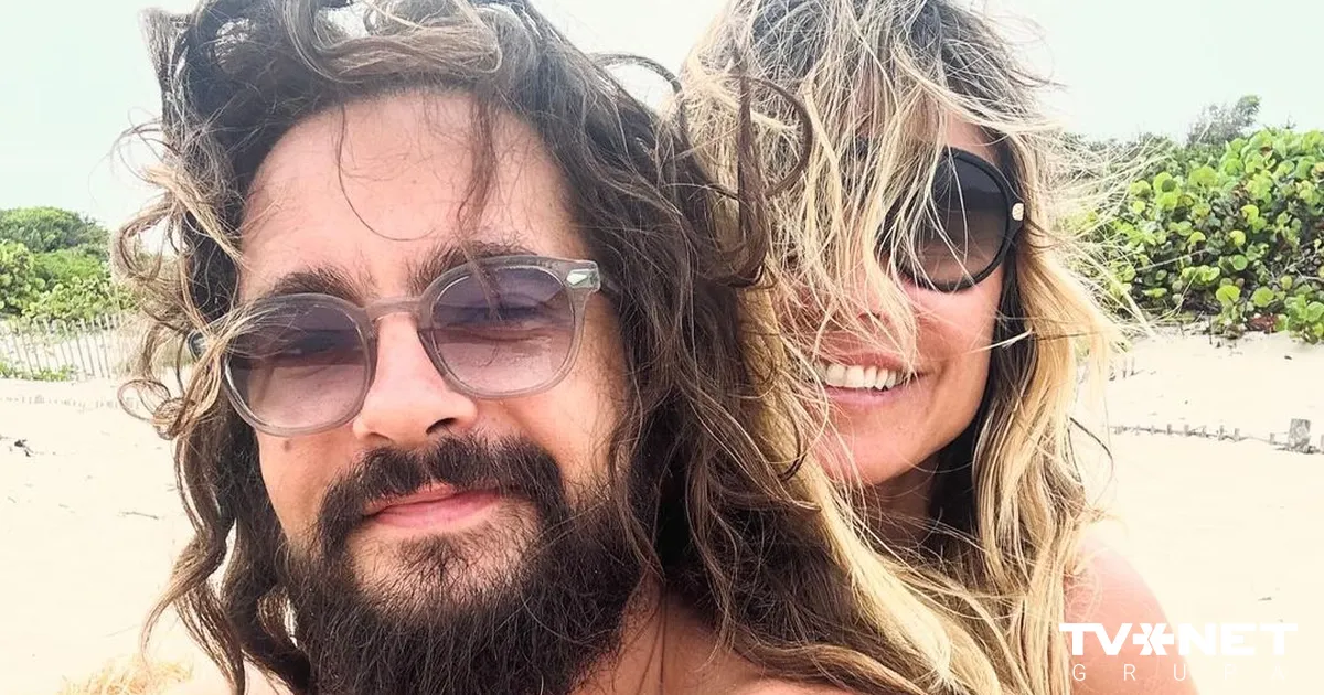 Supermodele Heidija Kluma intīmā gaisotnē ar vīru atzīmē piekto kāzu ...