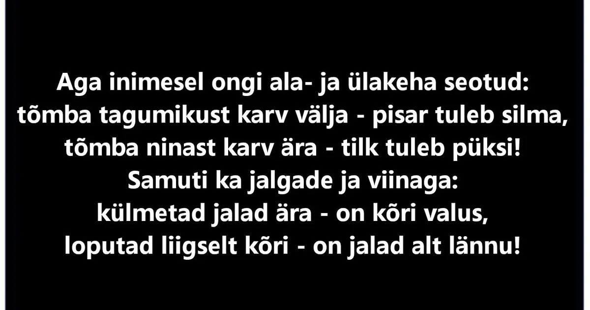 Inimesel ongi ala- ja ülakeha seotud