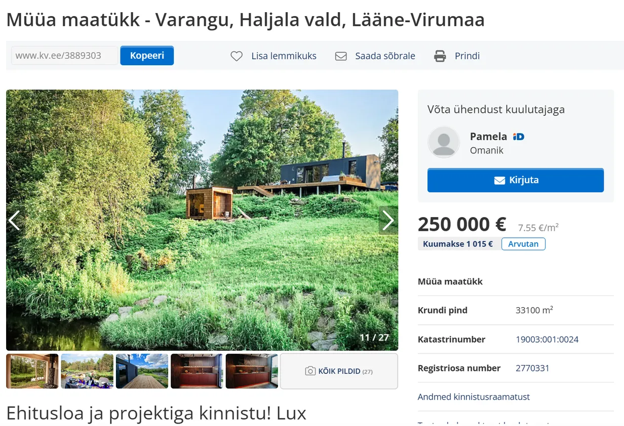 PILK PEALE Luksuslik minimaja otse jõe kaldal! Pamela Maran pani müüki ...